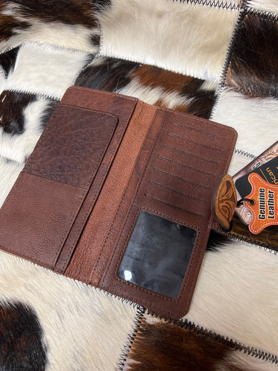 American Darling Tooled Leather and Cowhide Wallet – Rustic Cactus ...