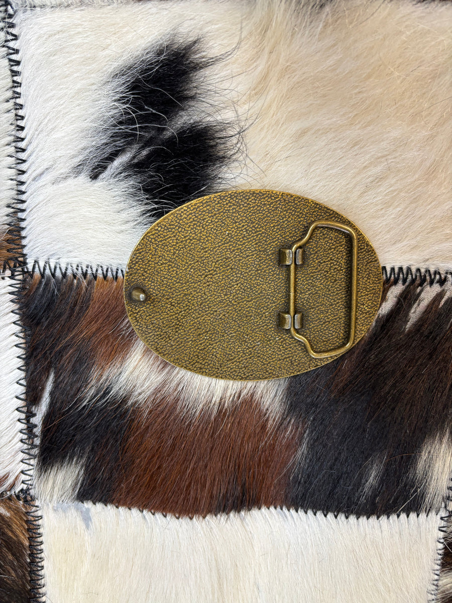 Oval Brass Colored Textured Belt Buckle – Rustic Cactus Family Western ...