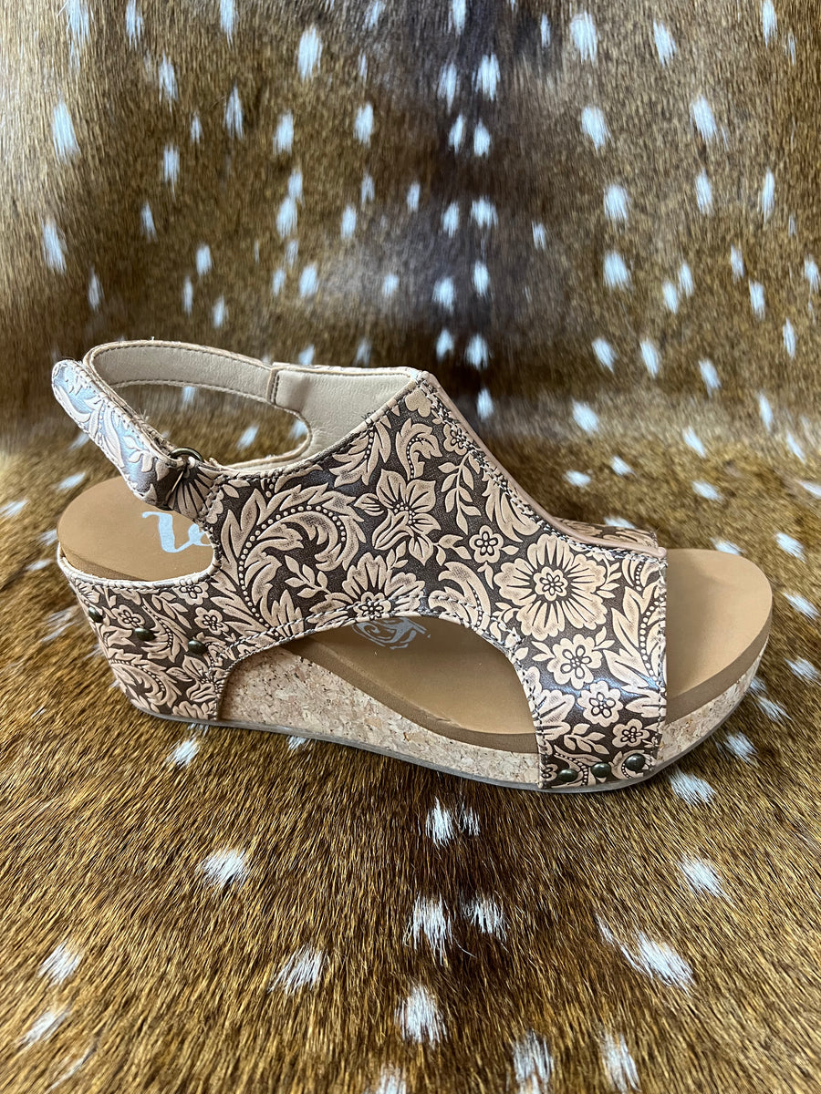 Very G Liberty Tooled Nude Wedge – Rustic Cactus Family Western Boutique