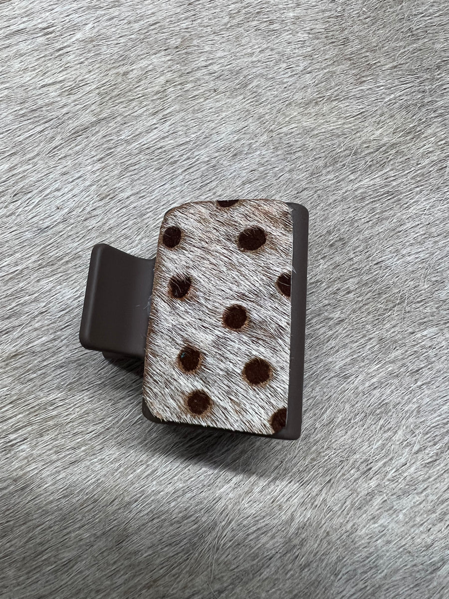 Pock-a dot cowhide hair clip – Rustic Cactus