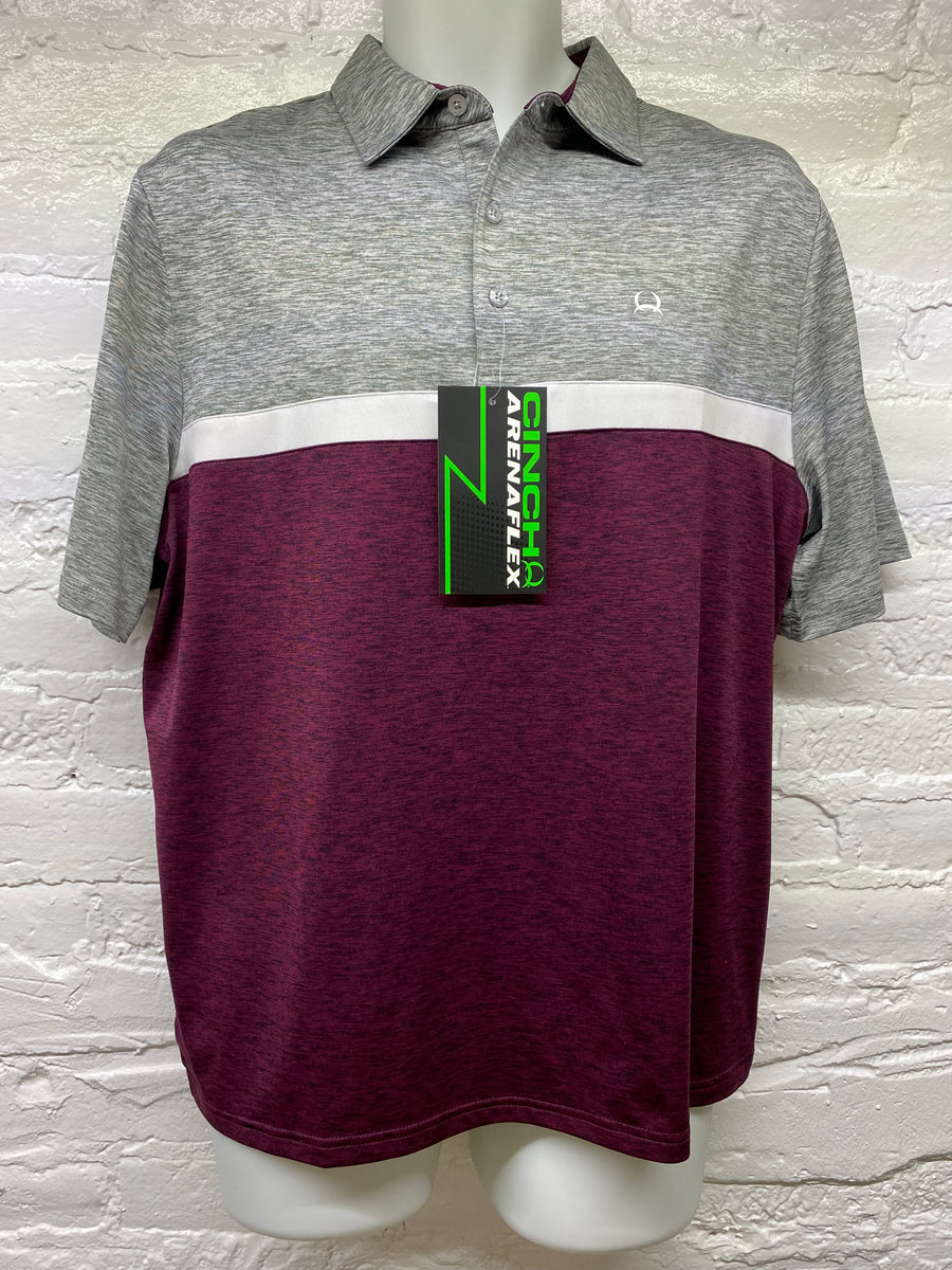 Burgundy & Gray Cinch Polo – Rustic Cactus Family Western Boutique